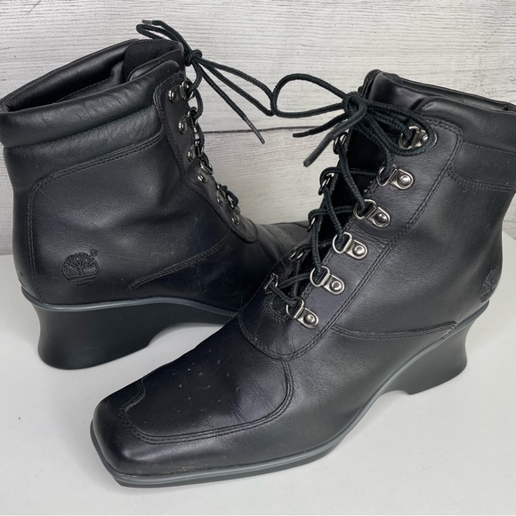 Timberland | Shoes | Timberland Black Genuine Leather Square Toe Lace ...